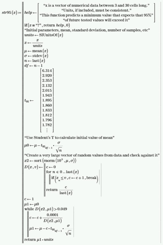 Solved: How to calculate a minimum value for which 95% of ... - PTC ...