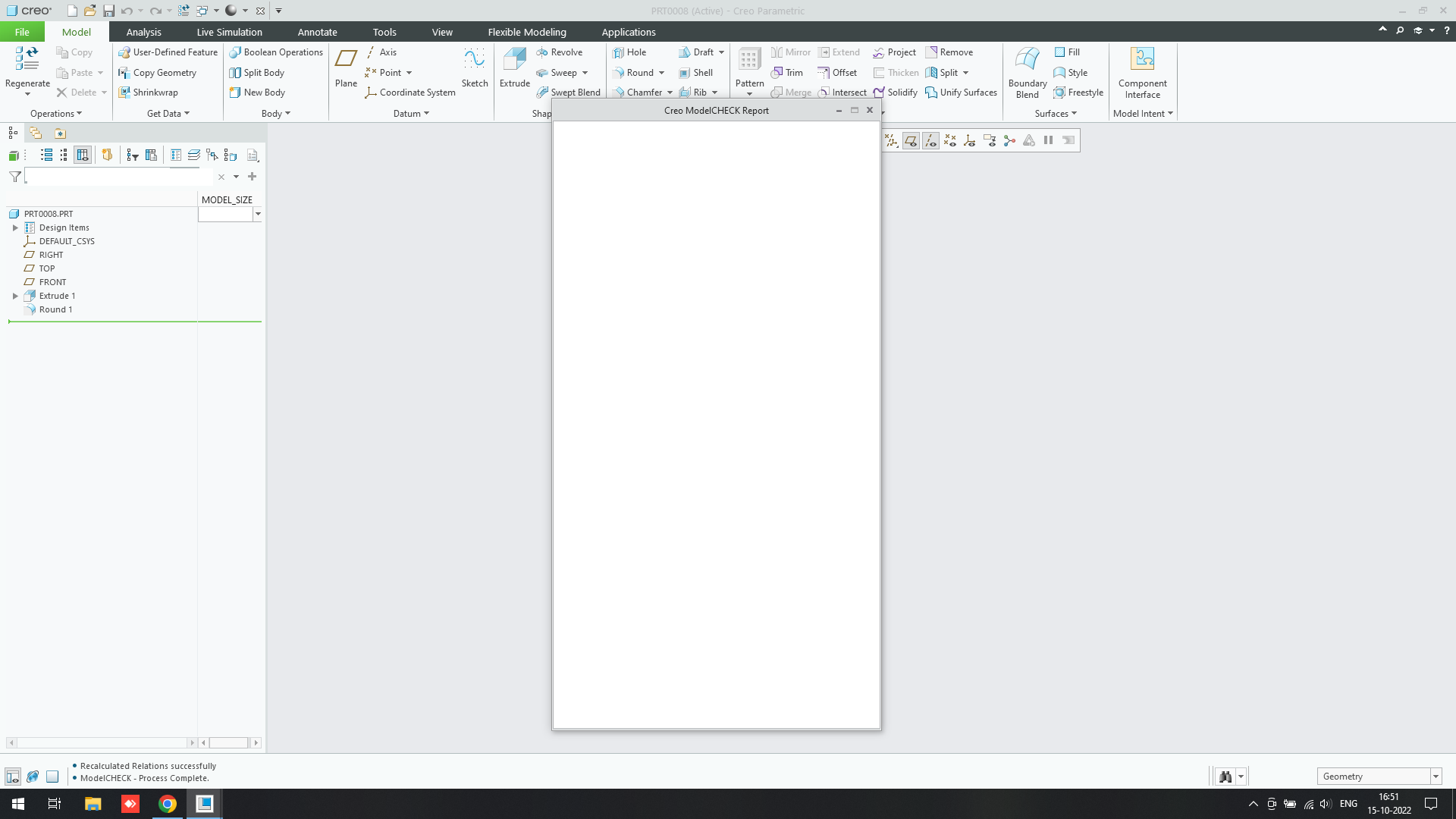 Solved: Model Check , Report is blank - PTC Community