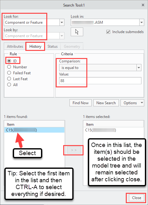 Solved: Macro i want select the FEATURE ID and not the nod... - PTC Community