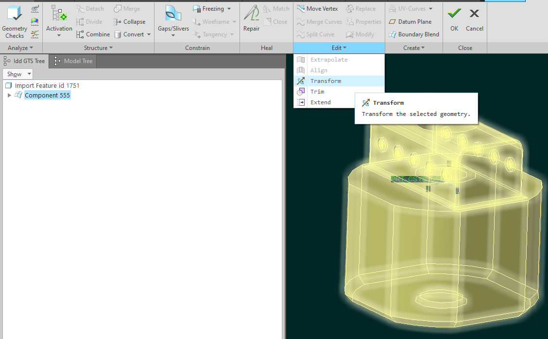Solved: Relocate CSYS in imported part? - PTC Community