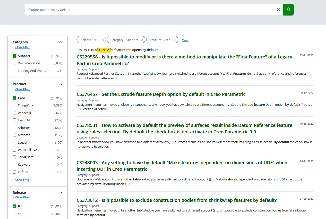 eSupport KB Search - Big Step Backwards - PTC Community