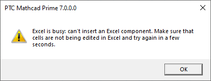Solved: Insert Excel error - PTC Community