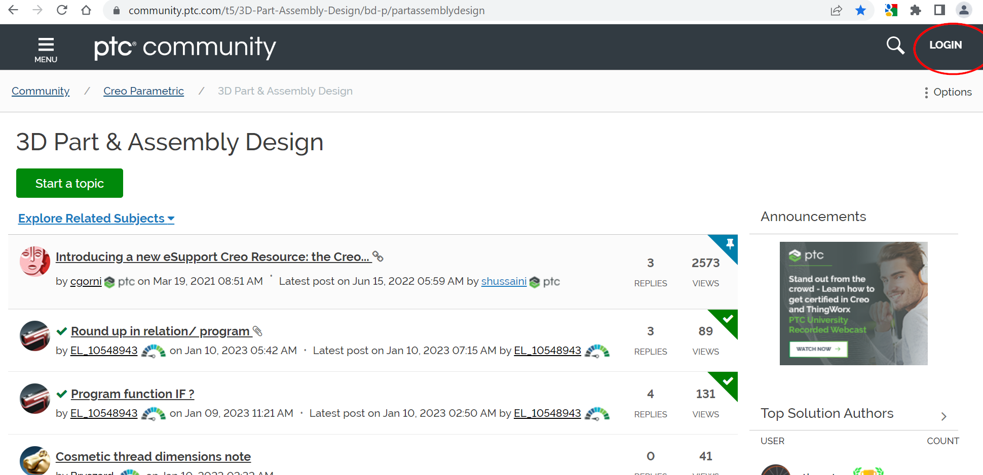 Community login session during maintenance - PTC Community