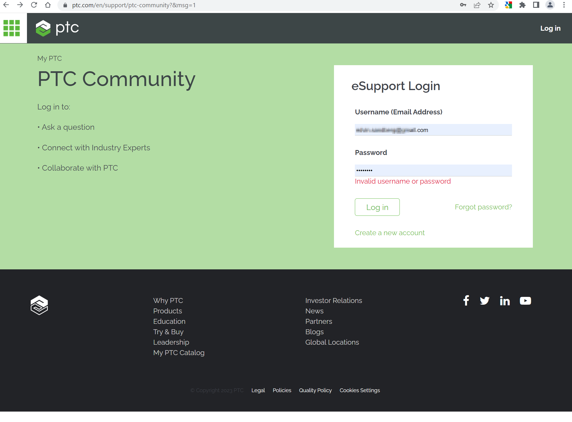 Community login session during maintenance - PTC Community