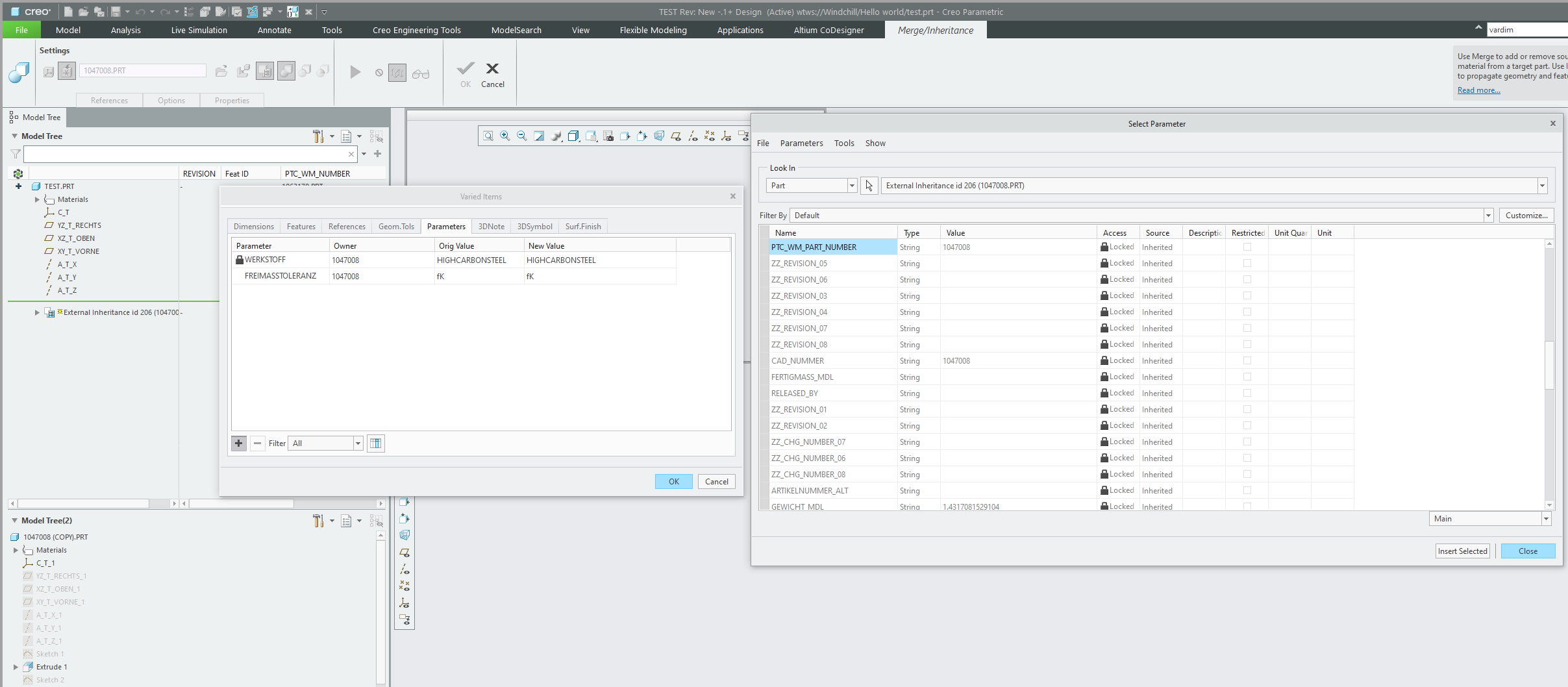 Solved: How to transfer Inheritance Feature Part number - PTC Community