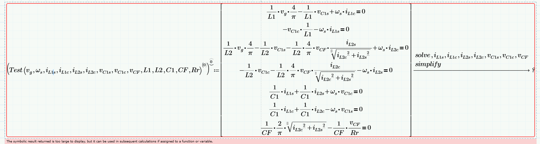 Solved: System of Equations Mathcad Prime 7 - result retu... - PTC ...