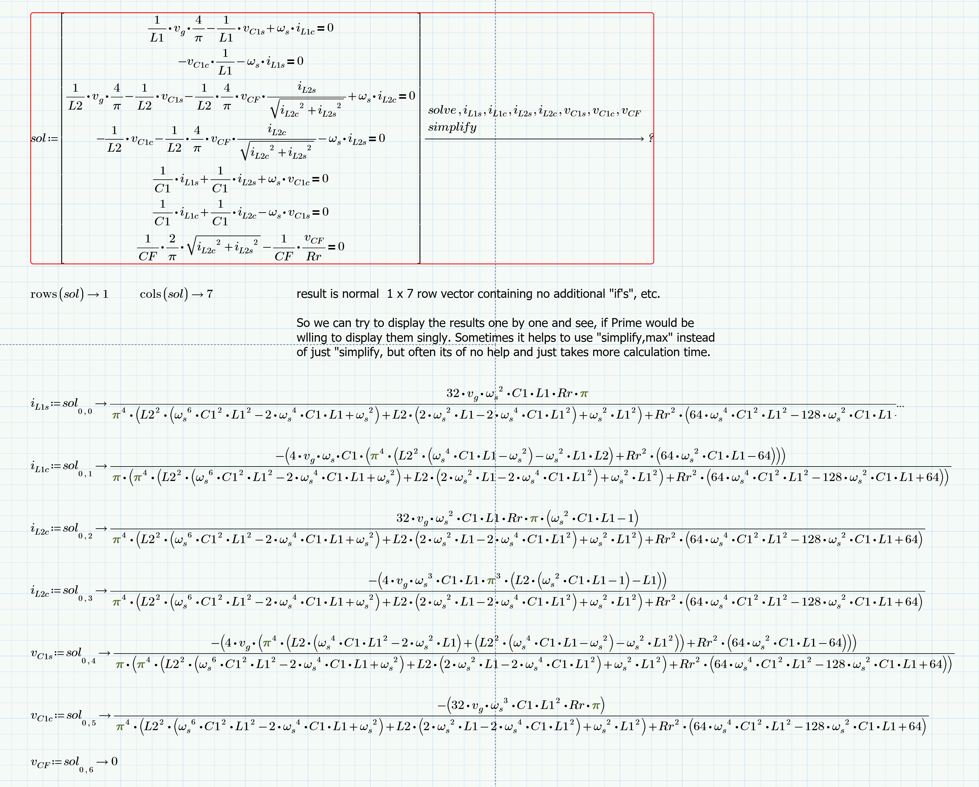 Solved: System of Equations Mathcad Prime 7 - result retu... - PTC ...