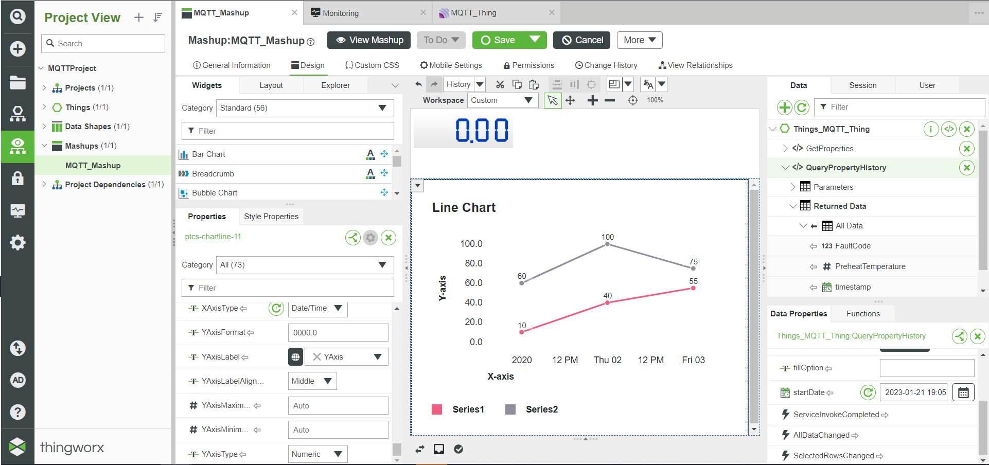 Solved How I Can Show Selected Properties In A Line Chart Ptc Community