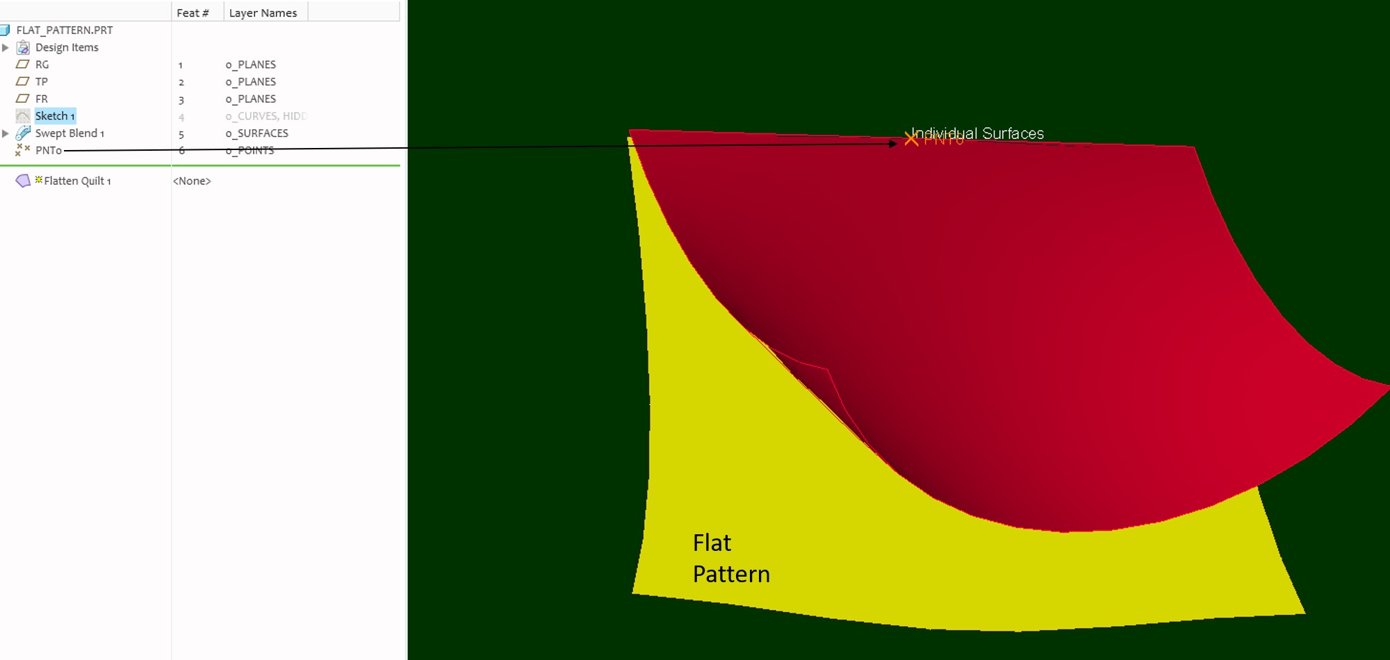 Solved: flat pattern for swept blend curved sheet. - PTC Community