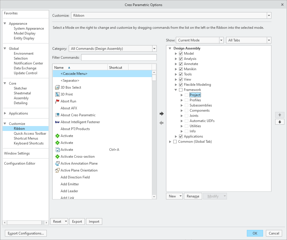 Solved: advanced framework ribbon - PTC Community