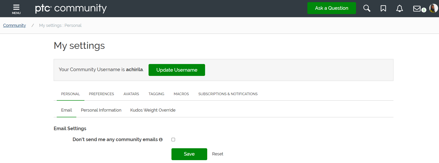 How to Change PTC Community Username (Screen Name) - PTC Community