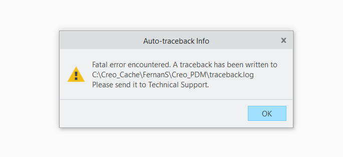 fatal error encountered. a trace back has been wri... - PTC Community