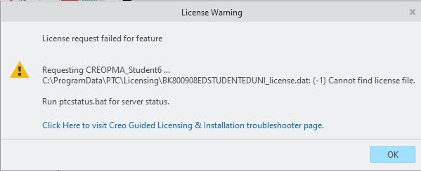 Solved: Error with student licence - PTC Community