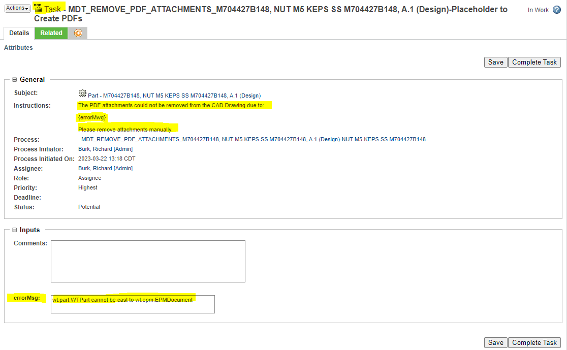 Solved: Windchill Task error - PTC Community
