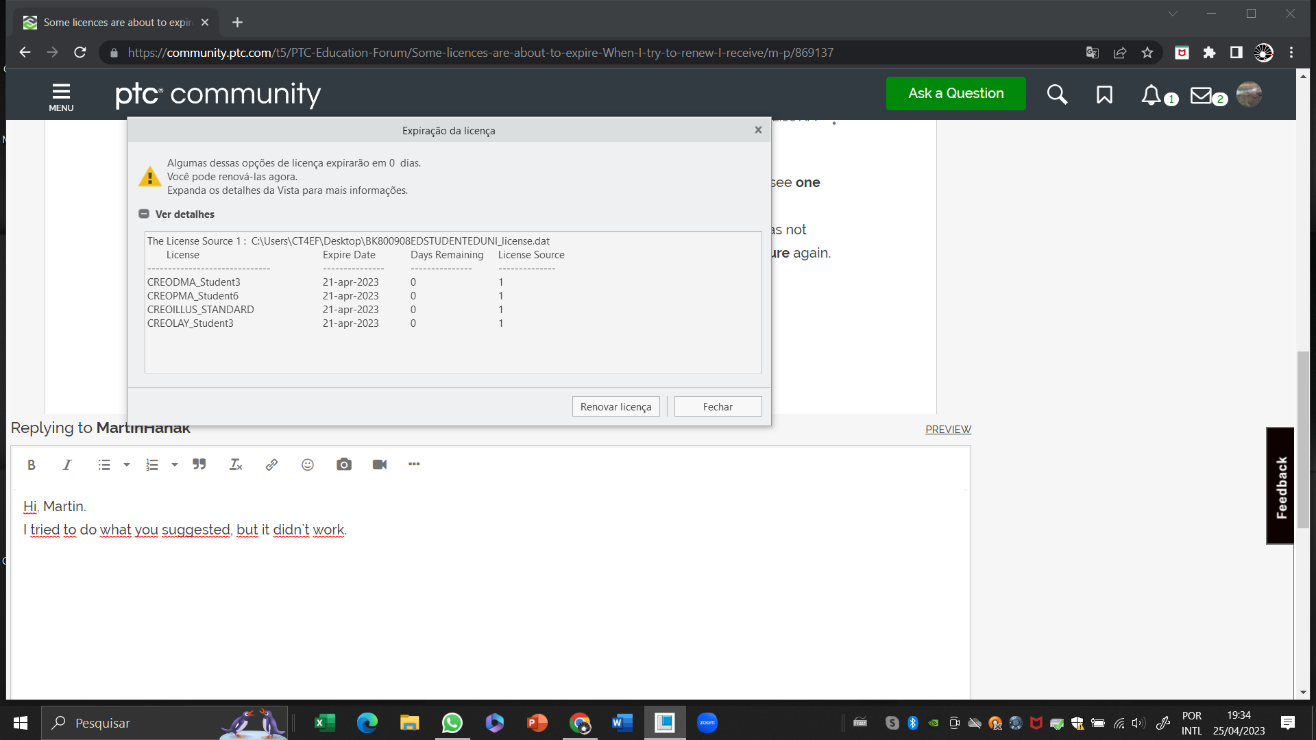 Solved: Some licences are about to expire. When I try to r... - PTC Community