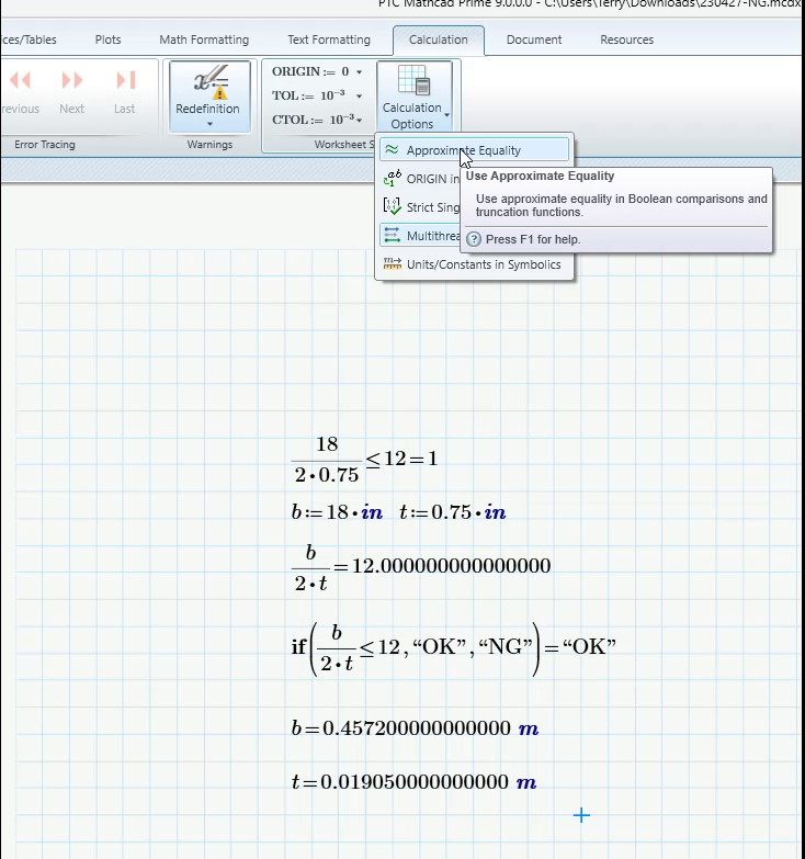 Mathcad Prime 8.0 Comparison Rounding Error? - PTC Community