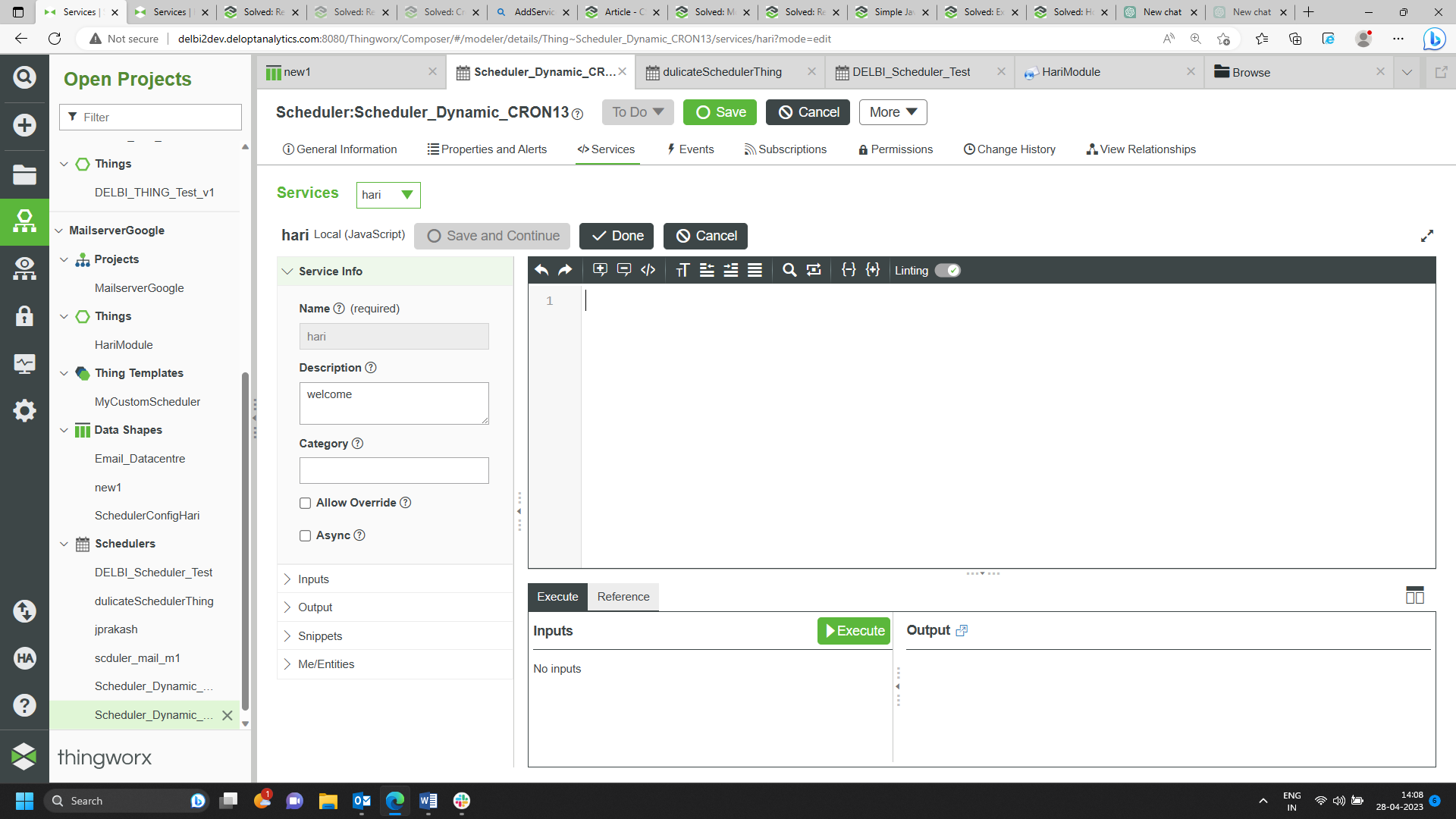 Solved Dynamically Create A Service In Thingworx 93 Usin Ptc Community