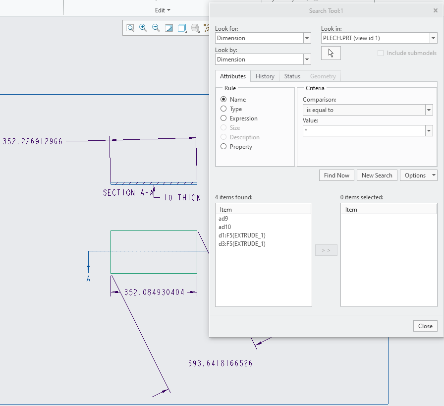 Solved Only Showing Dimensions In Drawing Tree Ptc Community