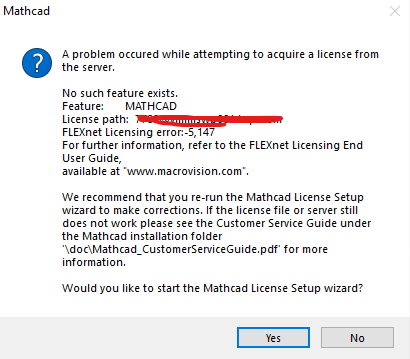 Mathcad15 - FLEXNET LICENSING Error : -5147 - PTC Community