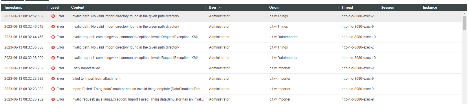 Solved: ThingWorx data simulator template import fails - PTC Community