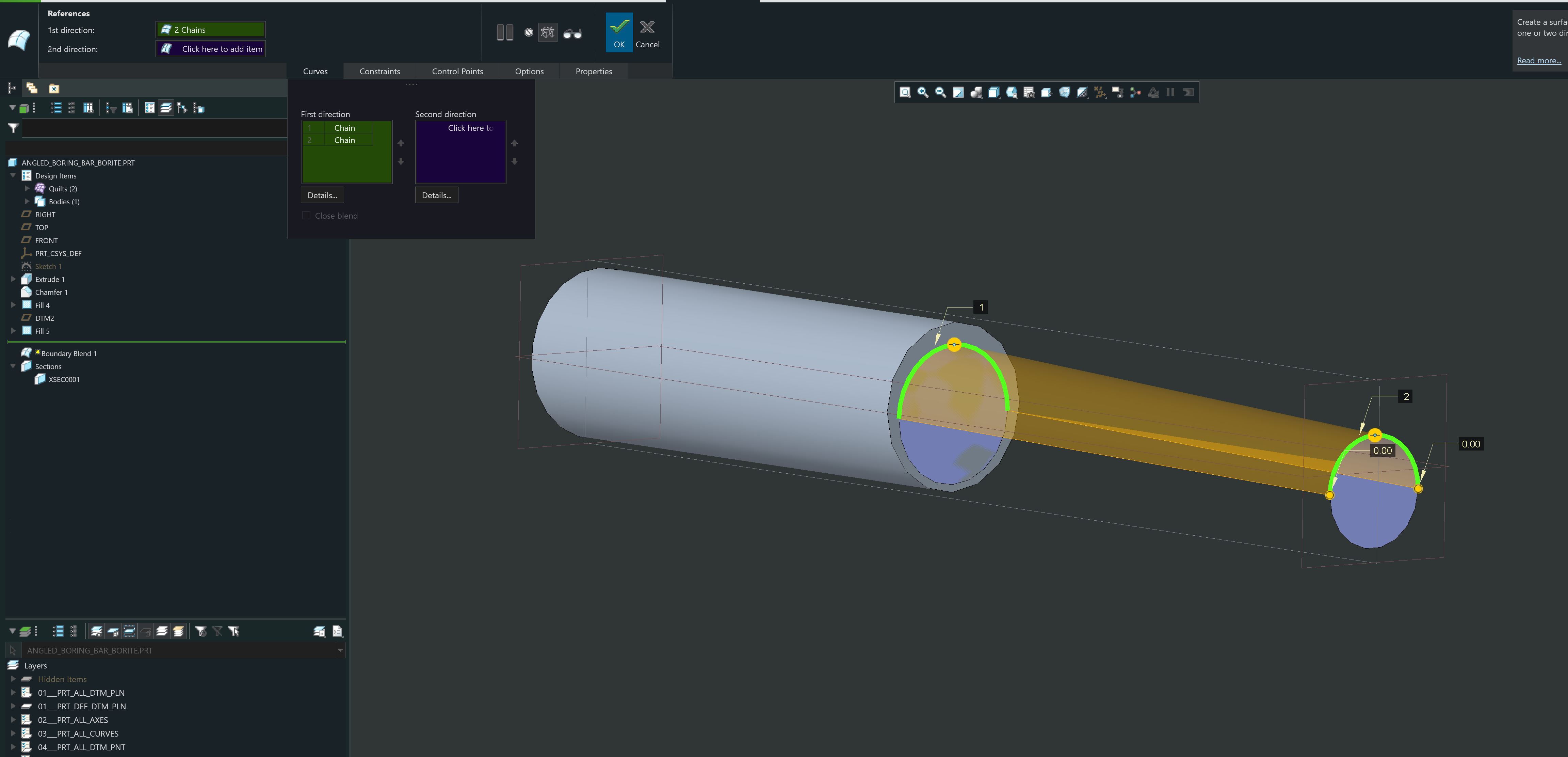 Solved: Connecting 2 surfaces with different radii to make... - PTC Community