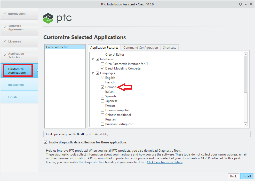 Solved: How to change from English to German in Creo 7.0.4... - PTC Community