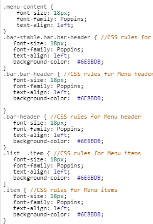 Solved: change css style of menu bar(Vuforia studio) - PTC Community