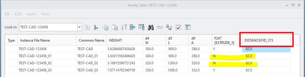 Solved: Family Table problem wrong dimension is shown - PTC Community