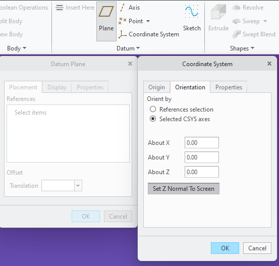 Solved: Create a Plane from screen view - PTC Community