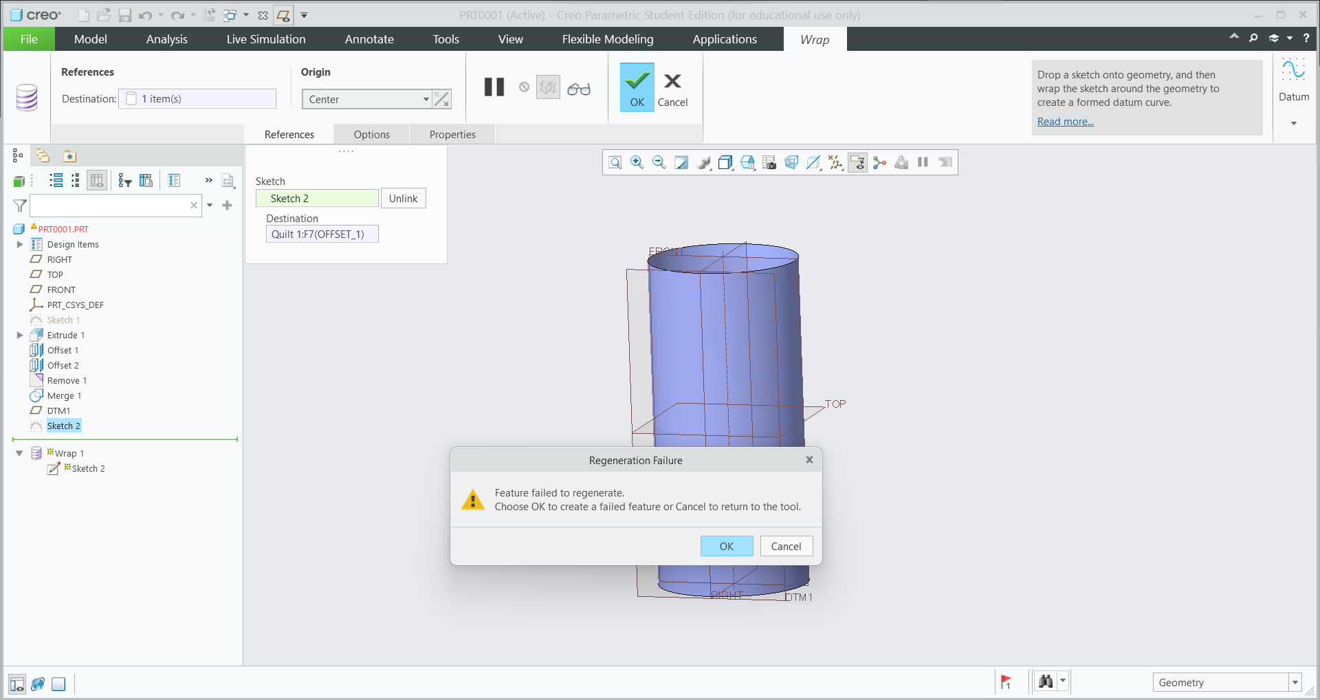 Solved: Issue creating a wrap - PTC Community