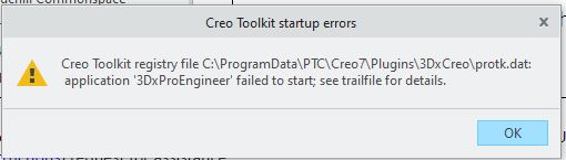 Solved: Creo Toolkit startup errors - PTC Community
