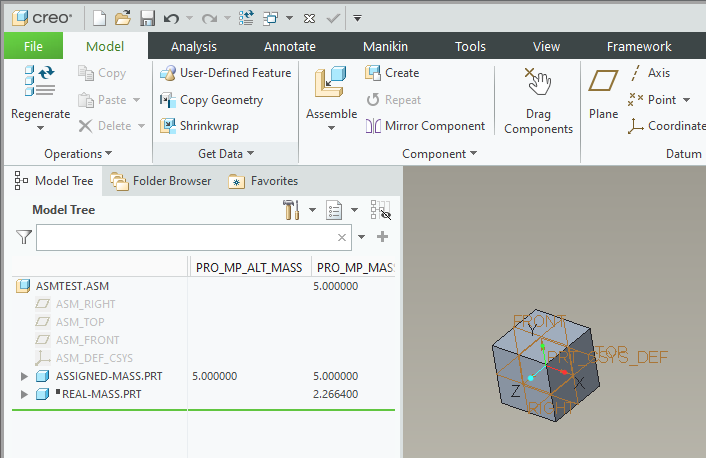 Solved Inconsistent Handling Of Component Mass In An Asm Ptc Community