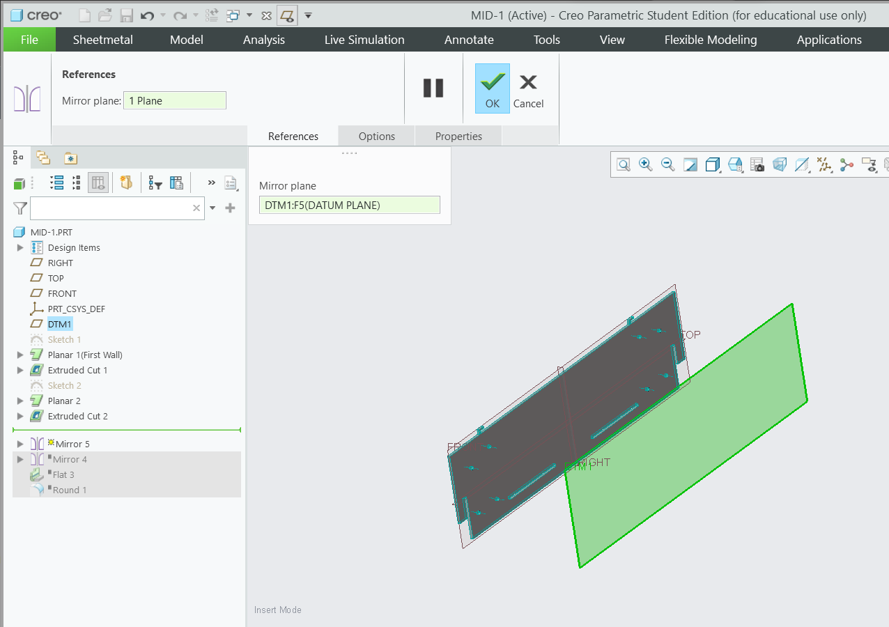 Solved: Creo Parametric 8.0 > Sheetmetal > Mirrored Featur... - PTC Community
