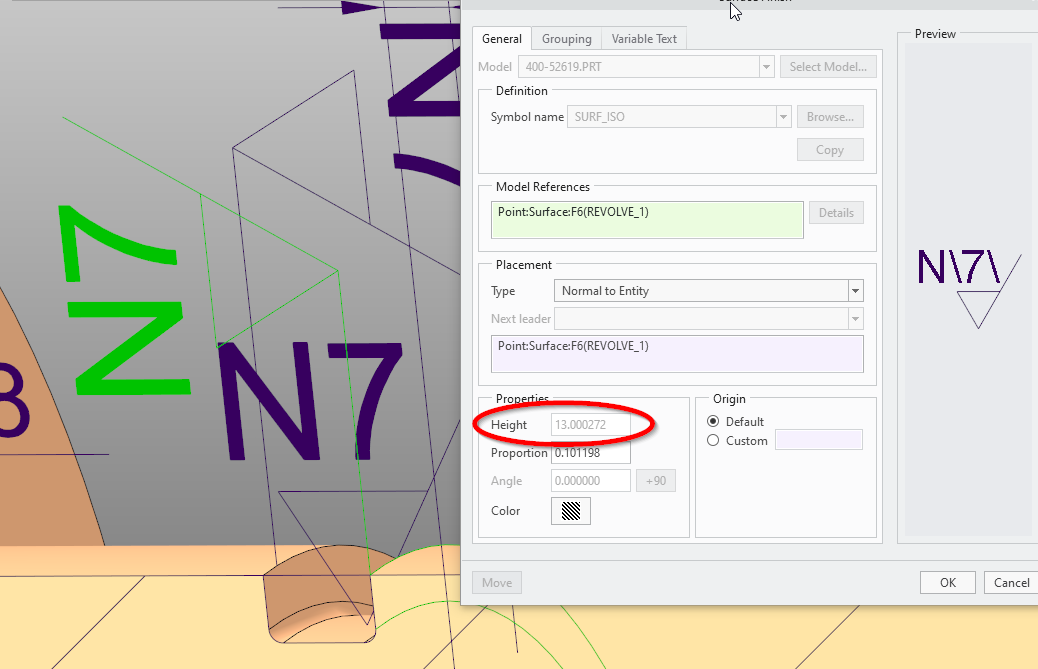 Solved: Surface symbol text size 3D Annotation - PTC Community