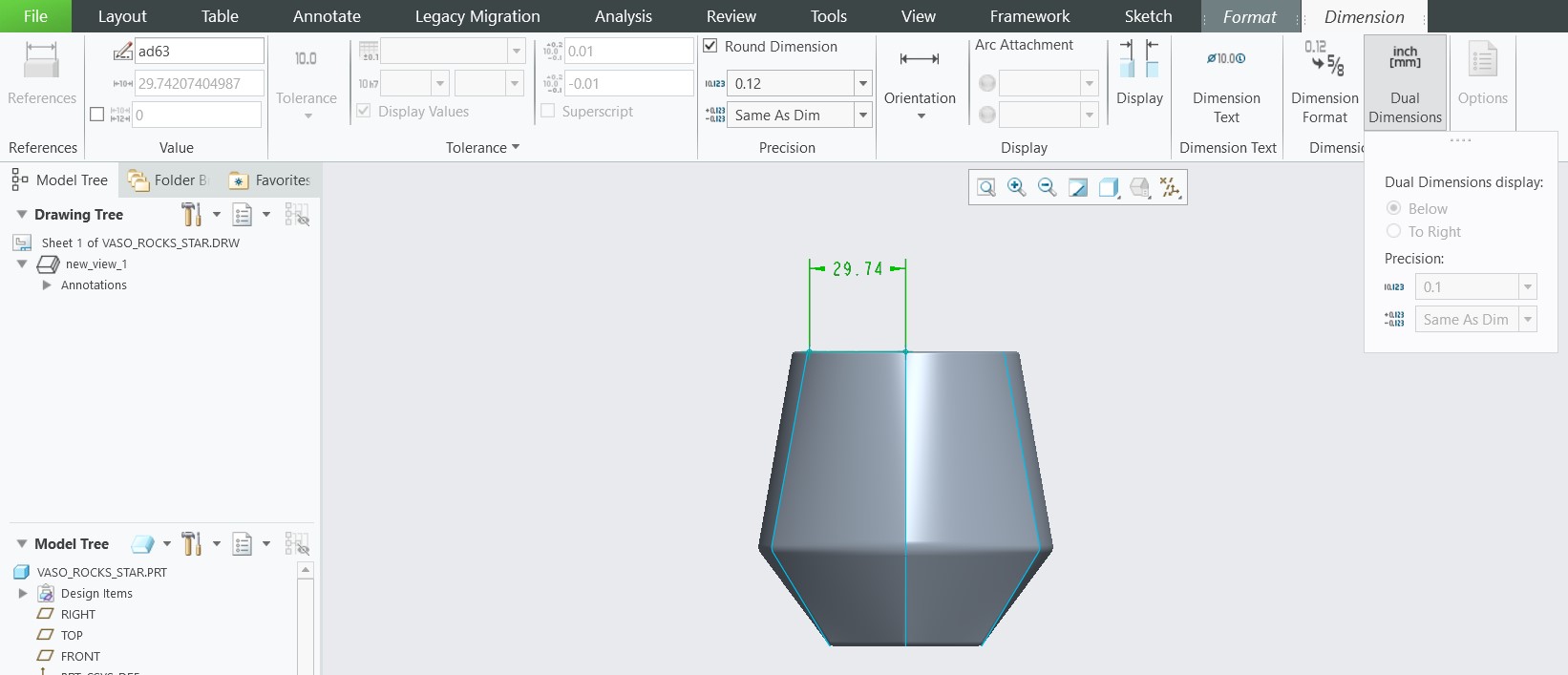 How to activate Dual Dimensions and Tolerances in ... - PTC Community