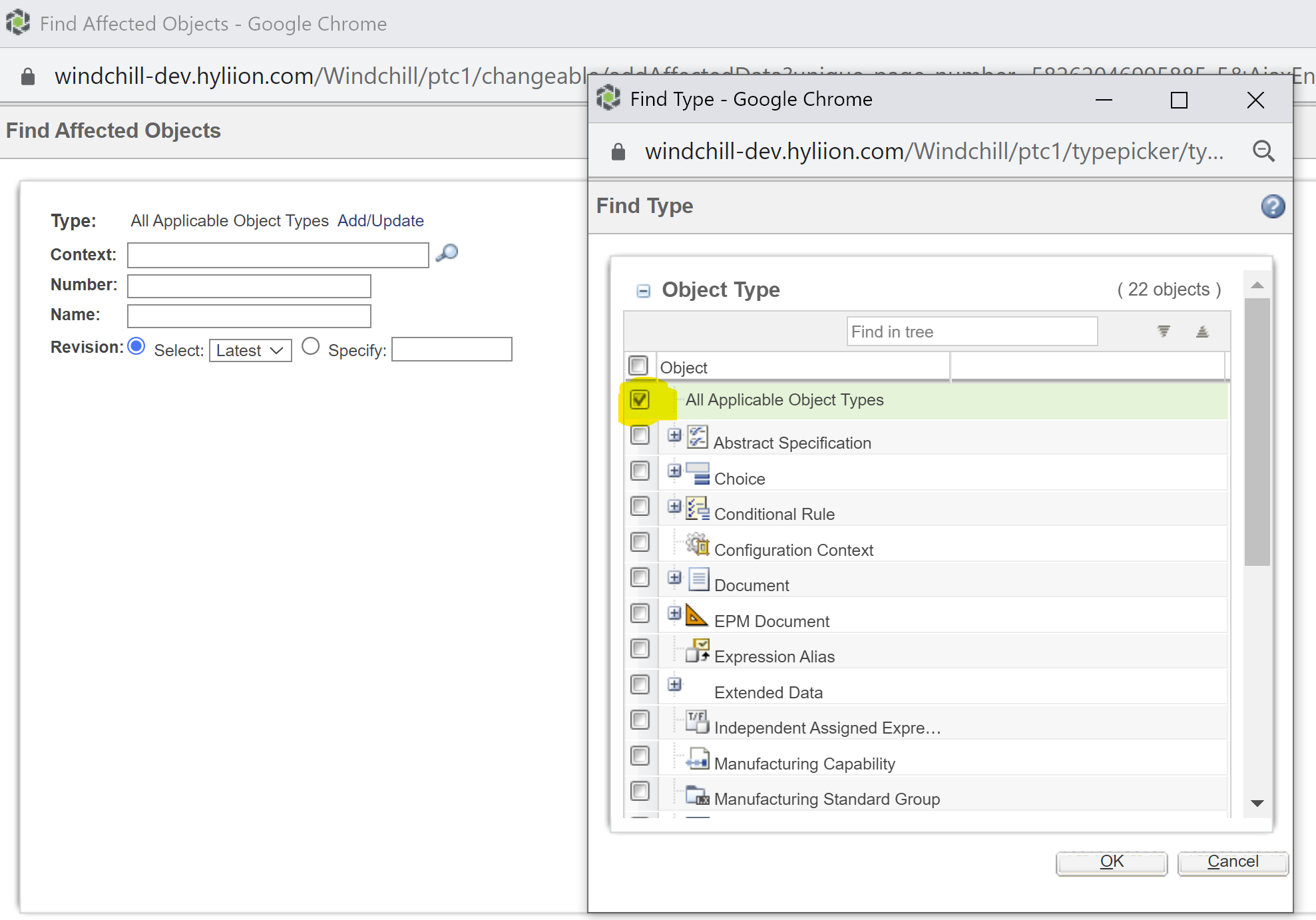 Remove Types From Add Or Find Affected Objects Win Ptc Community