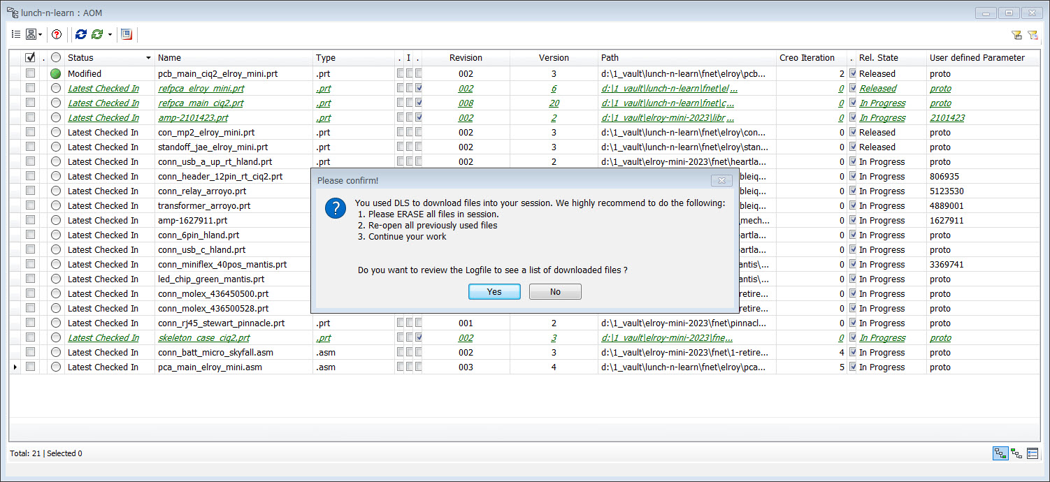 DLS used confirmation message in Autodesk Vault Ad... - PTC Community