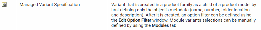 Solved: How to create Managed Variant Specification? - PTC Community