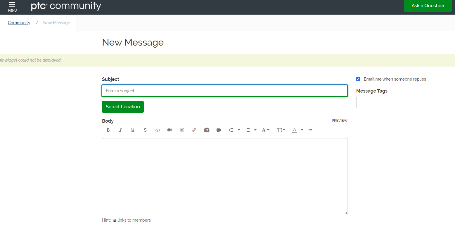 Widget can't be displayed - PTC Community