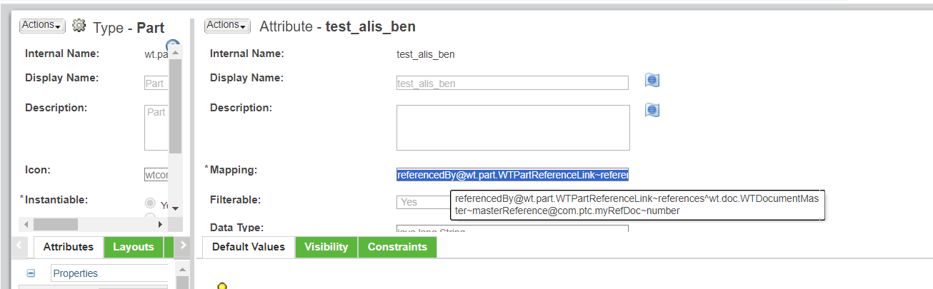 Alias Attribute Mapping For A Wtpart To Display Wt Ptc Community