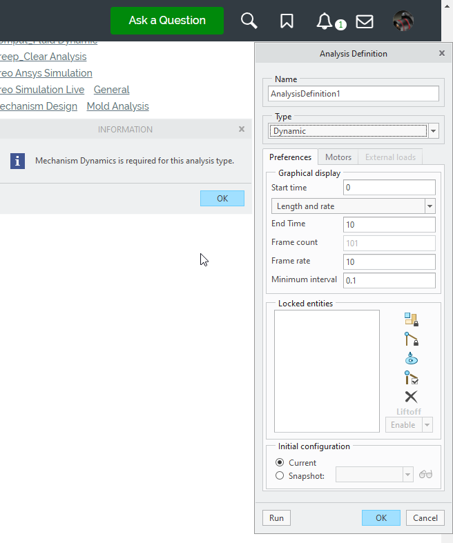 Solved: Dynamic Analysis CREO Parametric - PTC Community