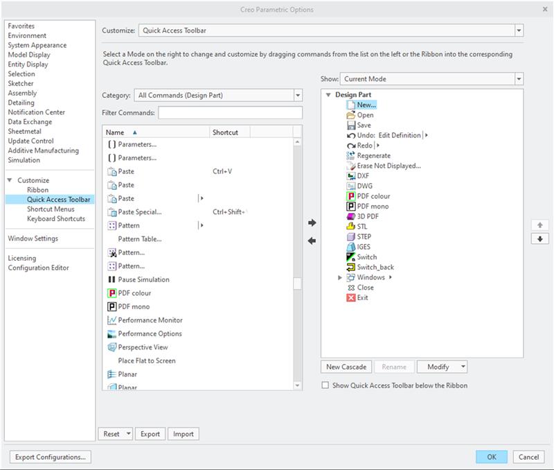 Solved: Missing icons in Quick Access toolbar-Creo 7 - PTC Community