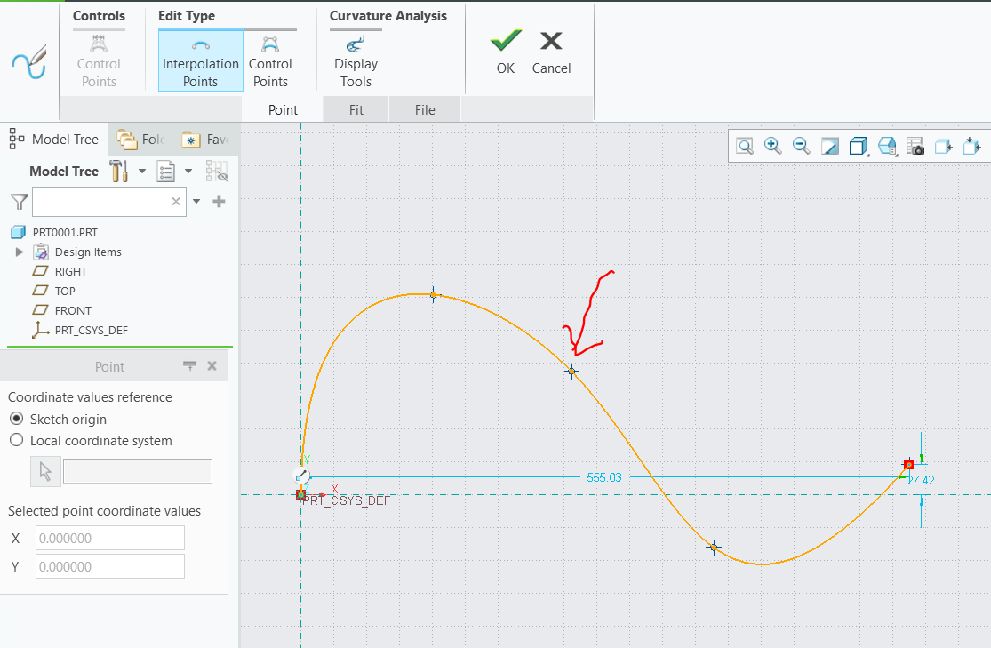 Solved: Adding OR Deleting interpolation point from Spline - PTC Community