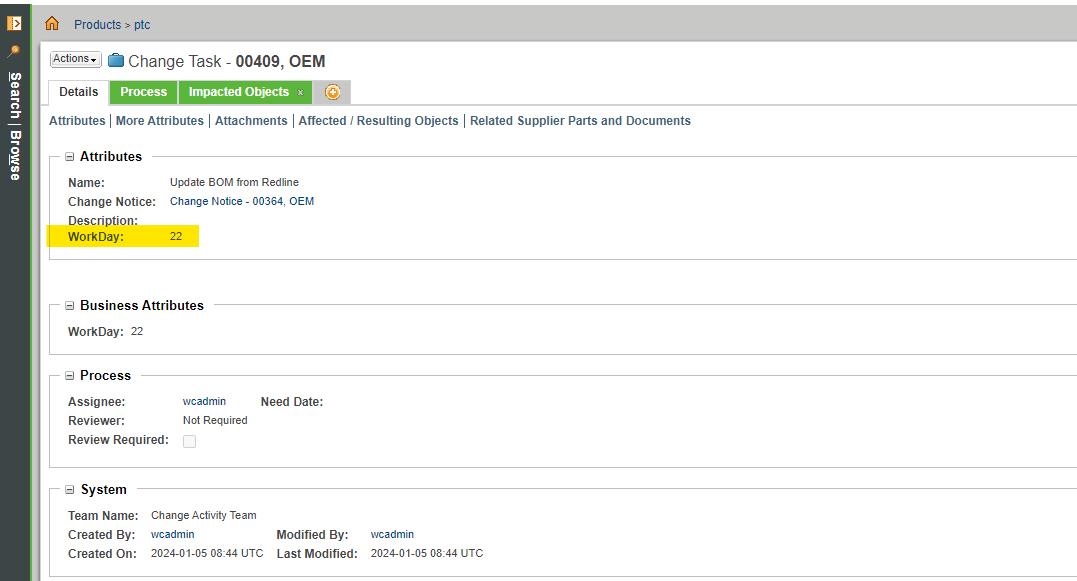 Solved: Sending the Attribute in the change task to the Ch... - PTC Community