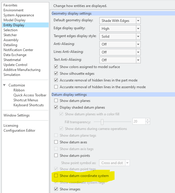 Solved: CSYS ALWAYS VISIBLE - PTC Community