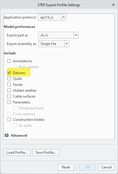 How to export a part as STEP file with cosmetic sk... - PTC Community