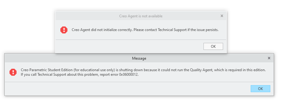 Solved: Student licence Creo, Creo agent did not initiali... - PTC Community