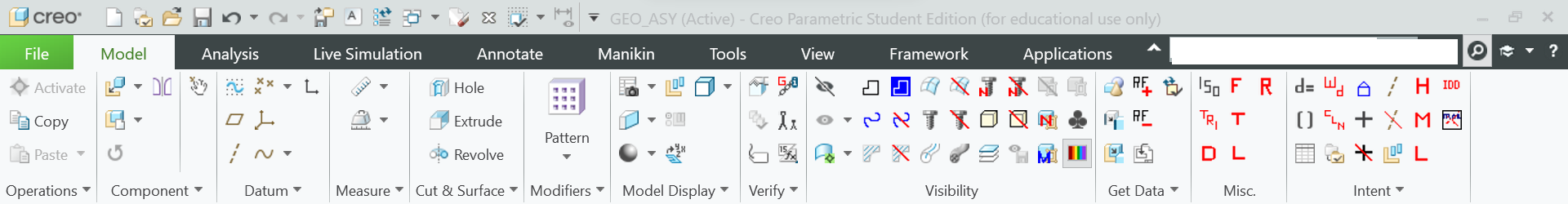 Solved: Different "Model" toolbar in exactly the same Creo... - PTC Community