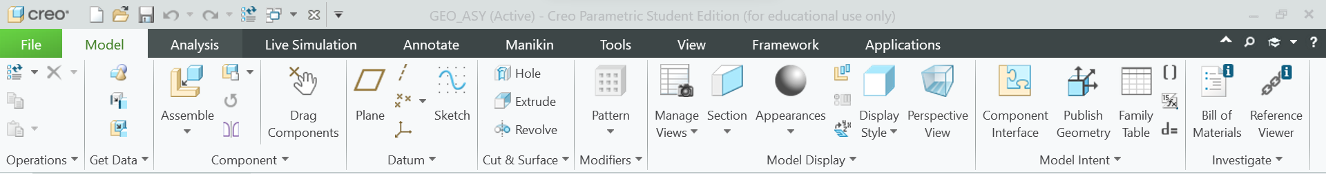 Solved: Different "Model" toolbar in exactly the same Creo... - PTC Community